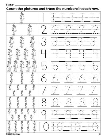 FREE Printable Thanksgiving Pilgrim Counting Worksheet for Preschool ...