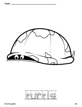 FREE Printable Turtle Coloring Page and Word Tracing Worksheet, Letter ...