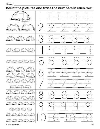 FREE Printable Turtle Counting Worksheet for Preschool and Pre-K with ...
