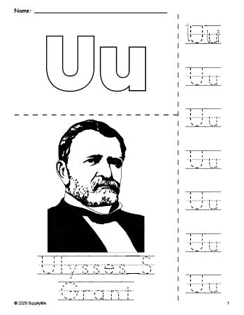 FREE Printable Ulysses S Grant Presidents' Day Coloring Page and Letter ...