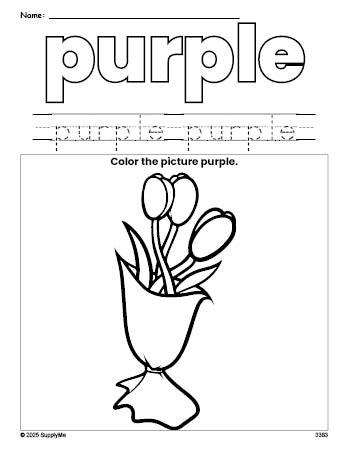 FREE Valentine's Day Bouquet Color Purple Coloring Page and Color ...
