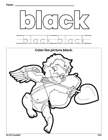FREE Valentine's Day Cupid Color Black Coloring Page and Color ...