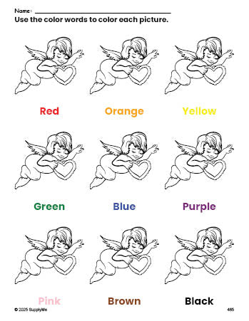 FREE Valentine's Day Cupid Coloring Page and Color Worksheet for ...