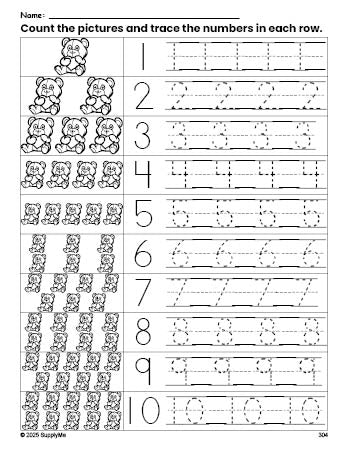 FREE Printable Valentine's Day Teddy Bear Counting Worksheet for ...