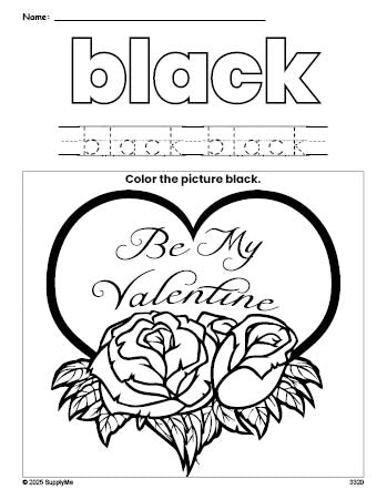 FREE Valentine's Day Valentine Color Black Coloring Page and Color ...