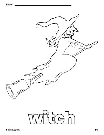 FREE Printable Witch Halloween Coloring Page for Preschool, Pre-K, and ...
