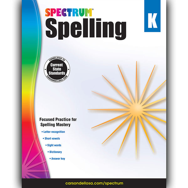 Carson Dellosa Spectrum Spelling Workbook, Grade K | CD-704596 – SupplyMe
