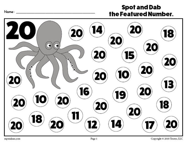 FREE Number Twenty Do-A-Dot Printable! – SupplyMe