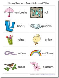 Spring Vocabulary Read, Build, Write Cards – SupplyMe