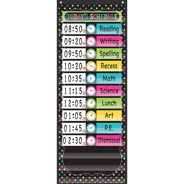 Teacher Created Resources Chalkboard Brights 14 Pocket Daily Schedule ...