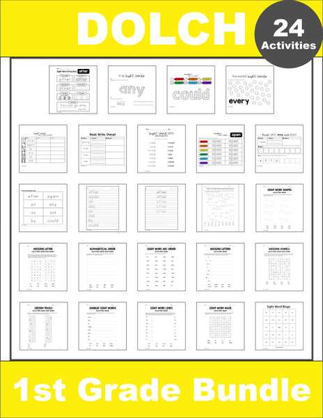 First Grade Sight Words Bundle - Dolch 1st Grade Sight Word Worksheets ...