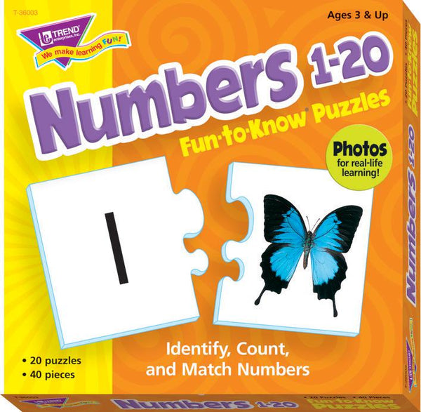 Trend Enterprises Numbers 1–20 Fun-to-Know® Puzzles | T-36003 – SupplyMe