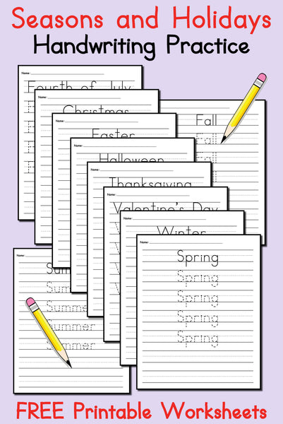 10 Handwriting Worksheets - Seasons and Holidays! – SupplyMe