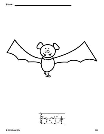 FREE Printable Bat Halloween Coloring Page and Word Tracing Worksheet ...