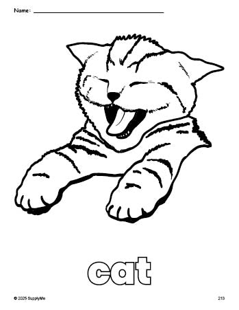 FREE Printable Cat Coloring Page for Preschool, Pre-K, and Kindergarten ...