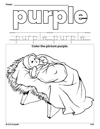 FREE Christmas Baby Jesus Color Purple Coloring Page and Color ...