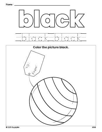 FREE Christmas Present Color Black Coloring Page and Color Worksheet ...