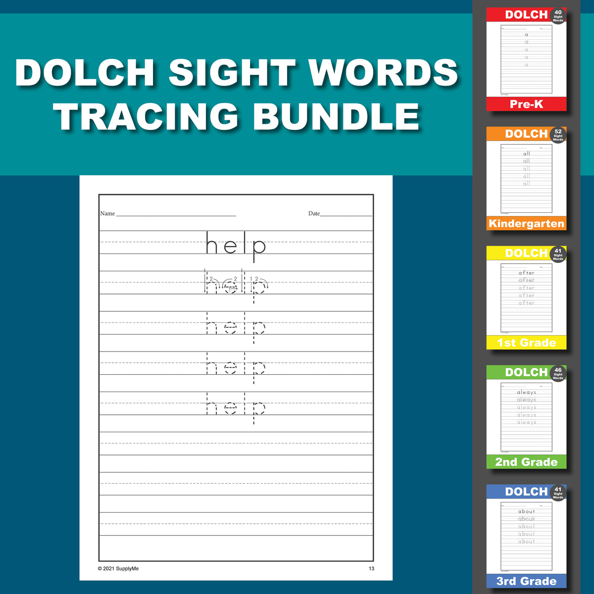 Dolch Sight Words Tracing Sheet Dolch Sight Words Activities Primer
