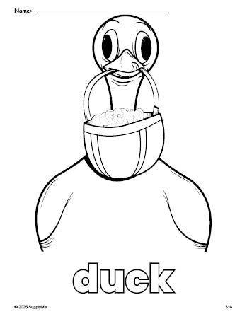 FREE Printable Duck Easter Coloring Page for Preschool, Pre-K, and ...