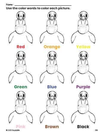 FREE Easter Duck Coloring Page and Color Worksheet for Preschoolers to ...