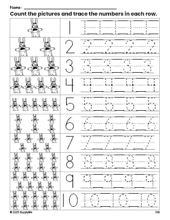 FREE Printable Easter Rabbit Counting Worksheet for Preschool and Pre-K ...