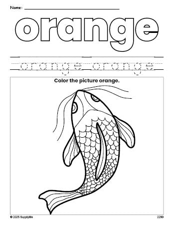 FREE Fish Color Orange Coloring Page and Color Worksheet, Orange ...