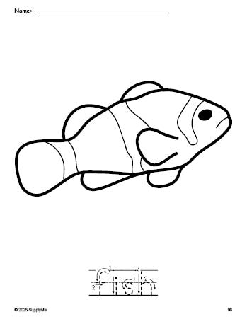 FREE Printable Fish Coloring Page and Word Tracing Worksheet, Letter ...
