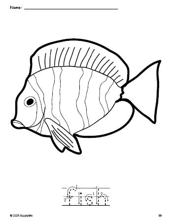 FREE Printable Fish Coloring Page and Word Tracing Worksheet, Letter ...
