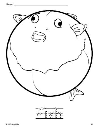 FREE Printable Fish Coloring Page and Word Tracing Worksheet, Letter ...