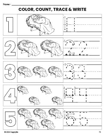 FREE Printable Baby Jesus Christmas Coloring Page and Number Tracing ...