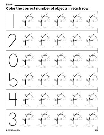 FREE Christmas Tree Count and Color Worksheet for Preschoolers ...
