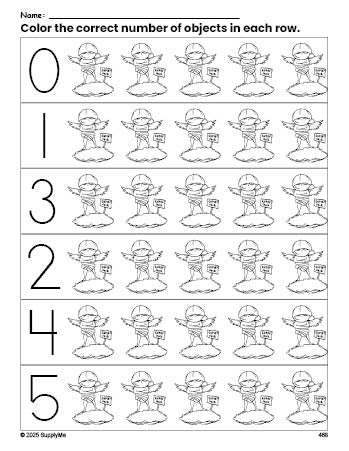 FREE Cupid Count and Color Worksheet for Preschoolers, Valentine's Day ...