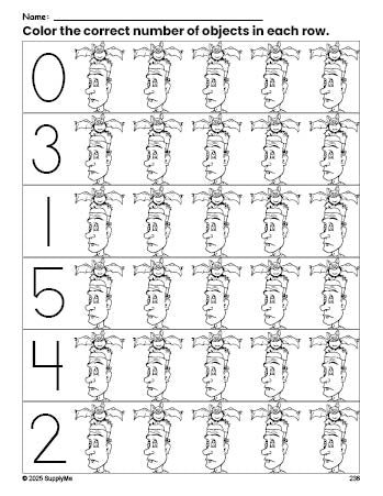 FREE Frankenstein Count and Color Worksheet for Preschoolers, Halloween ...