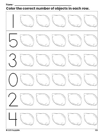 FREE Lemon Count and Color Worksheet for Preschoolers, Lemon Coloring ...