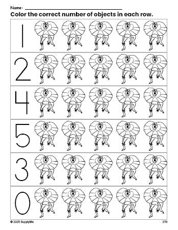 FREE Lizard Count and Color Worksheet for Preschoolers, Lizard Coloring ...