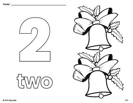 FREE Printable Bell Christmas Coloring Page, Number 2 Coloring Page for ...