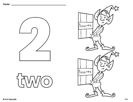 FREE Printable Elf Christmas Coloring Page, Number 2 Coloring Page for ...