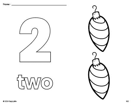 FREE Printable Ornament Christmas Coloring Page, Number 2 Coloring Page ...