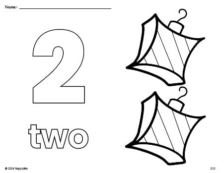 FREE Printable Ornament Christmas Coloring Page, Number 2 Coloring Page ...
