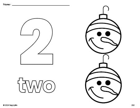 FREE Printable Ornament Christmas Coloring Page, Number 2 Coloring Page ...