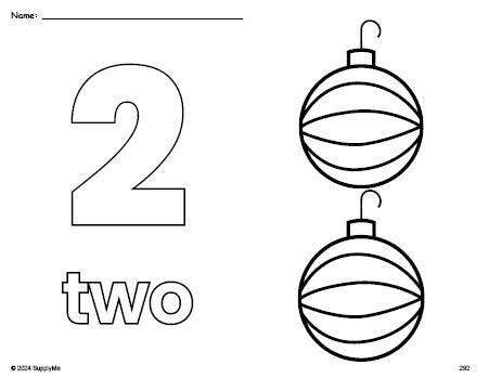 FREE Printable Ornament Christmas Coloring Page, Number 2 Coloring Page ...