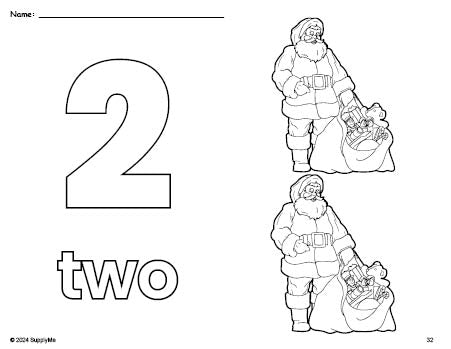 FREE Printable Santa Christmas Coloring Page, Number 2 Coloring Page ...