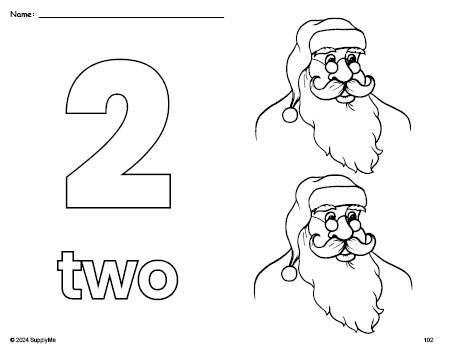 FREE Printable Santa Christmas Coloring Page, Number 2 Coloring Page ...