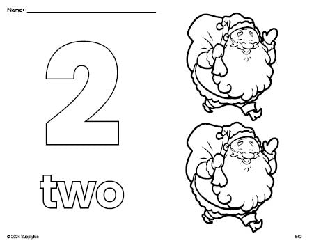 FREE Printable Santa Christmas Coloring Page, Number 2 Coloring Page ...