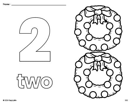 FREE Printable Wreath Christmas Coloring Page, Number 2 Coloring Page ...