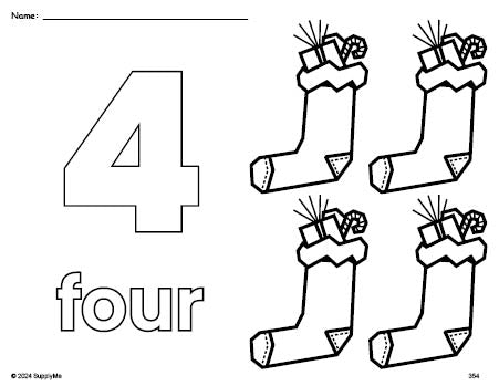 FREE Printable Stocking Christmas Coloring Page, Number 4 Coloring Page ...