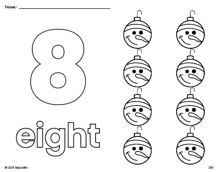 FREE Printable Ornament Christmas Coloring Page, Number 8 Coloring Page ...