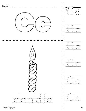 FREE Printable Candle Christmas Coloring Page and Letter Tracing ...