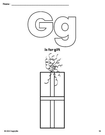 FREE Printable Gift Christmas Coloring Page, Letter G Coloring Page for ...