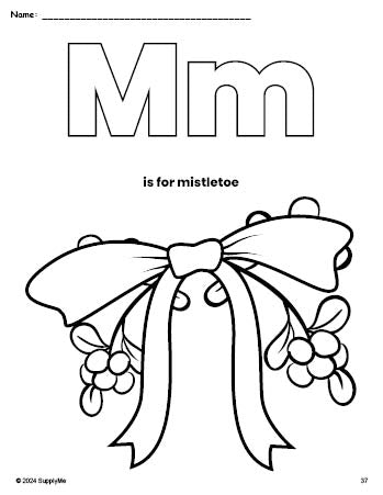 FREE Printable Mistletoe Christmas Coloring Page, Letter M Coloring ...